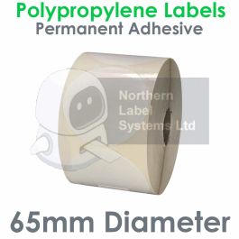 65mm Diameter Gloss Polypropylene Labels - Small Roll