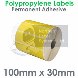 100mm x 30mm Yellow Polypropylene Labels - Northern Label Systems