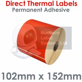Red 102mm x 152mm Direct Thermal Labels