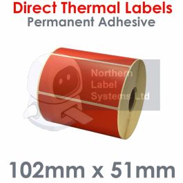 102mm x 51mm Red Direct Thermal Labels - Small Roll