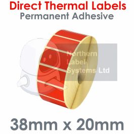 38mm x 20mm Red Direct Thermal Labels