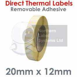 20mm x 12mm Removable Adhesive Labels - Large Roll
