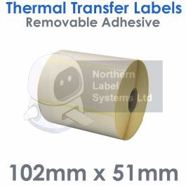 102mm x 51mm Removable Thermal Transfer Labels - Small Roll