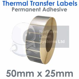50mm x 25mm Silver Thermal Transfer Labels - Large Roll