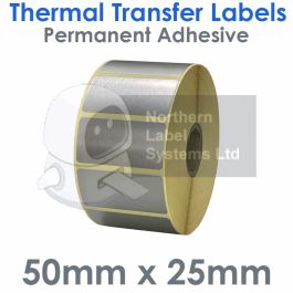 50mm x 25mm Silver Thermal Transfer Labels