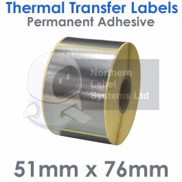 Silver Labels 51mm x 76mm Thermal Transfer - Small Roll