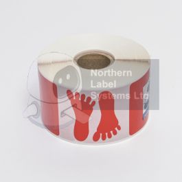 Rolls of 700 Pairs of Red Foot Shaped Labels