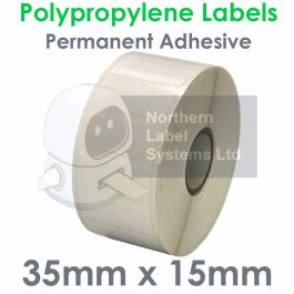 35mm x 15mm Gloss Polypropylene Labels - Small Roll