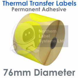 76mm Diameter Fluorescent Yellow Labels - Small Roll