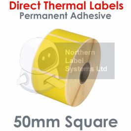 Yellow Labels 50mm x 50mm Direct Thermal - Small Roll