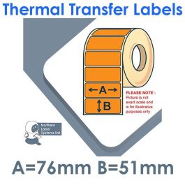 Fluorescent Orange Labels 76mm x 51mm - Large Roll