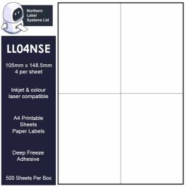 Freezer Adhesive LL04NSE-DF A4 Sheets of Labels