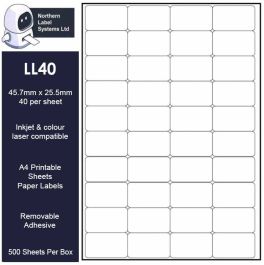 Removable Adhesive LL40-REM A4 Sheets of Labels