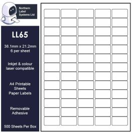 Removable Adhesive LL65-REM A4 Sheets of Labels